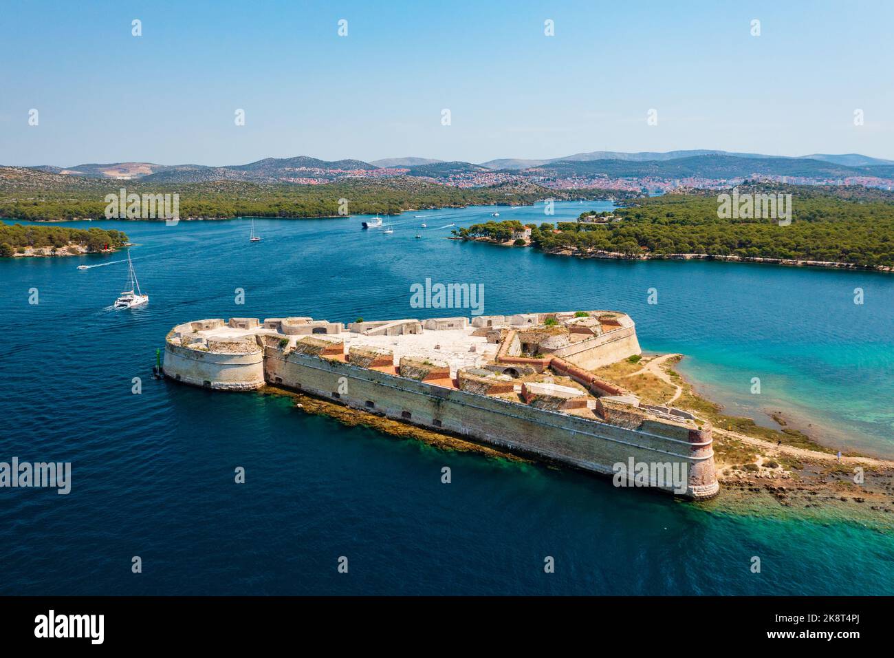 Aerial view about St. Nicholas Fortress (Croatian: Tvrđava sv. Nikole ...