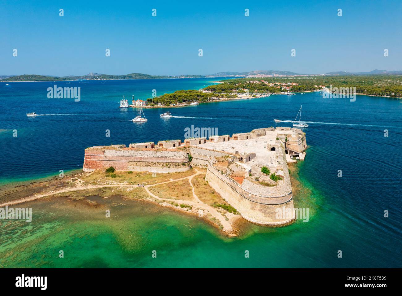Aerial view about St. Nicholas Fortress (Croatian: Tvrđava sv. Nikole ...