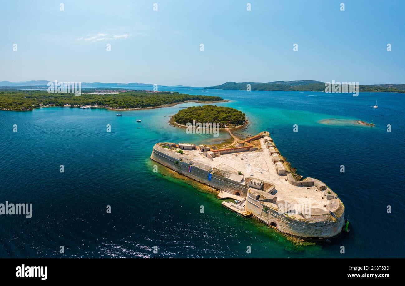 Aerial view about St. Nicholas Fortress (Croatian: Tvrđava sv. Nikole ...