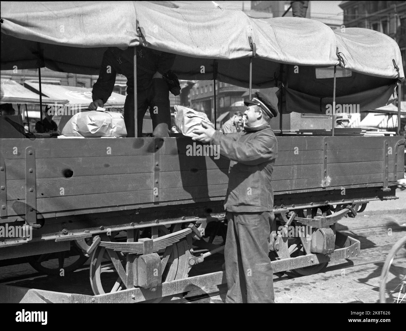 Oslo May 1940 Oslo Sporveier runs freight traffic with tram. Here, a ...