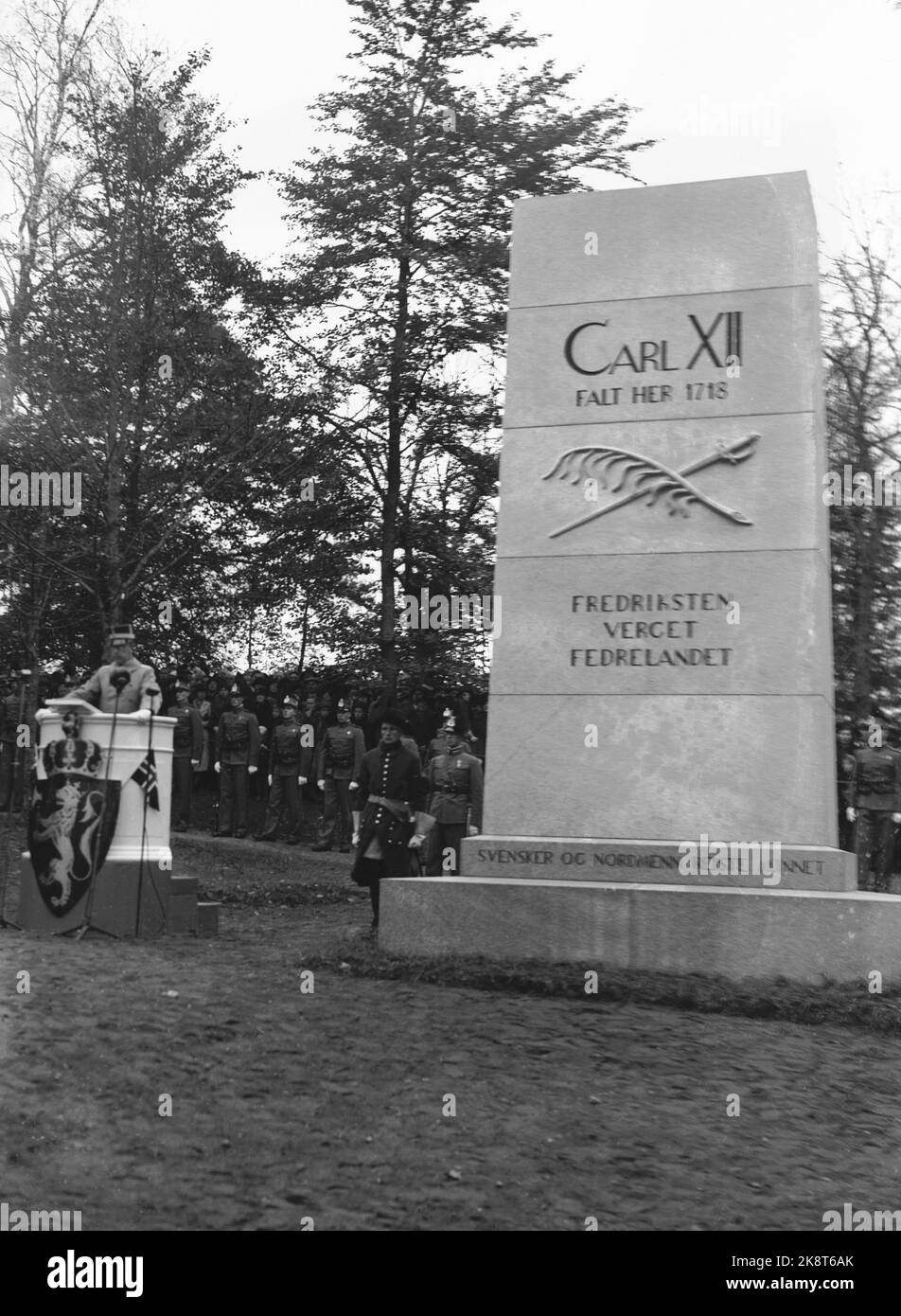 Halden 1938 Carl XII - memory support is unveiled at Fredriksten ...