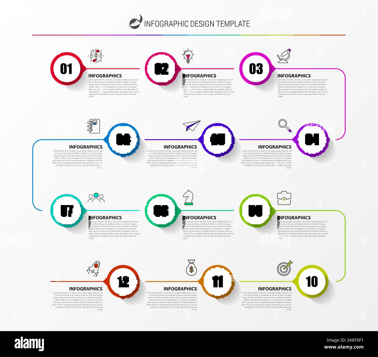 Infographic Design Template Timeline Concept With 12 Steps Can Be Used For Workflow Layout