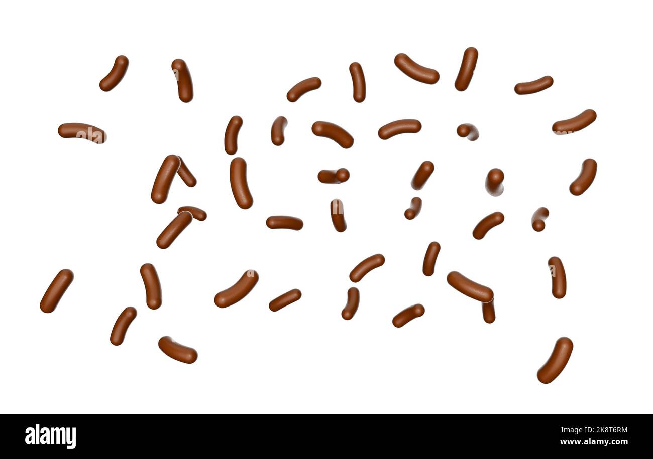 Chocolate sprinkle falling isolated white background 3d illustration ...