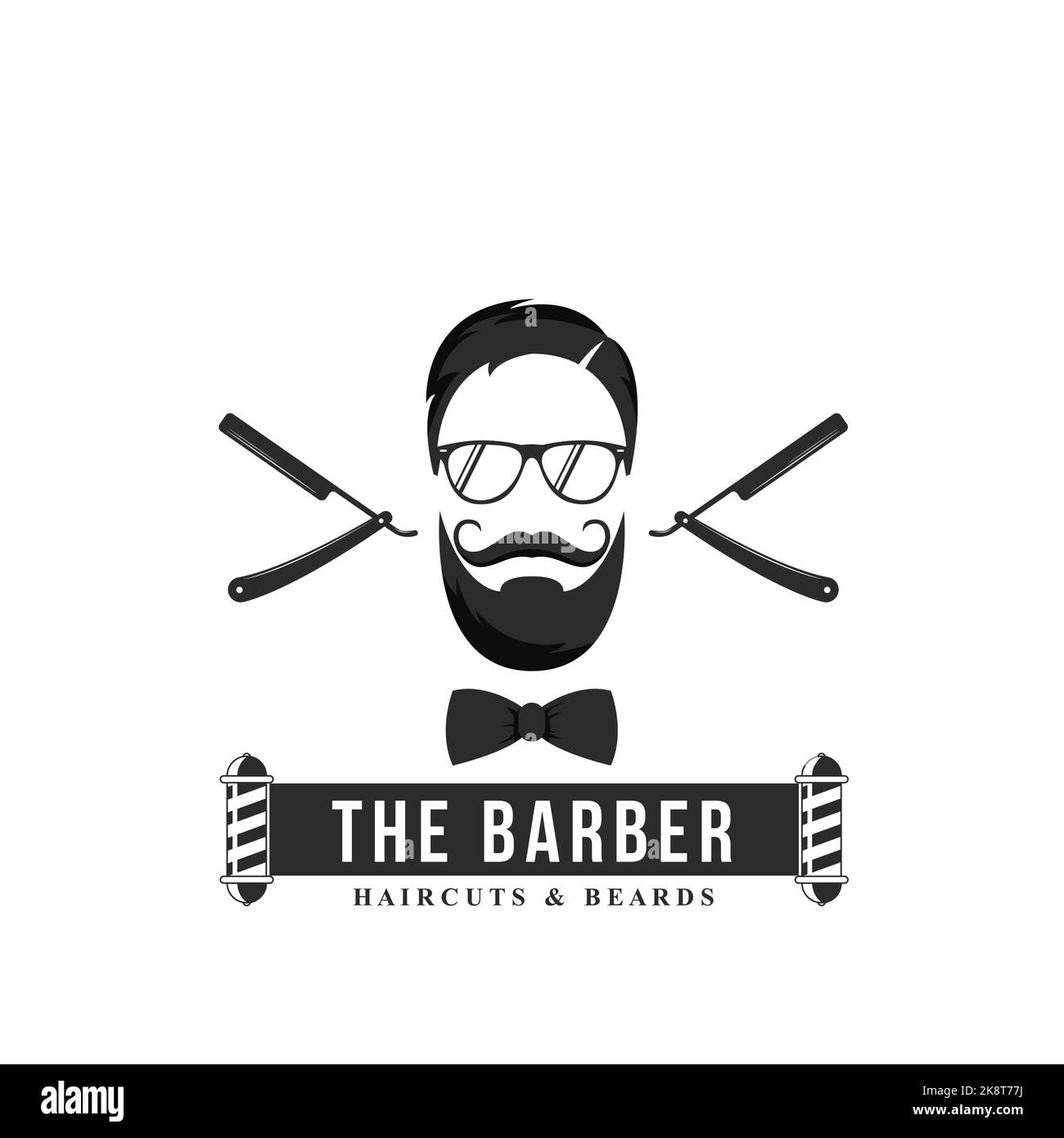 Barber shop symbol. Haircuts and beards. Vector illustration Stock ...
