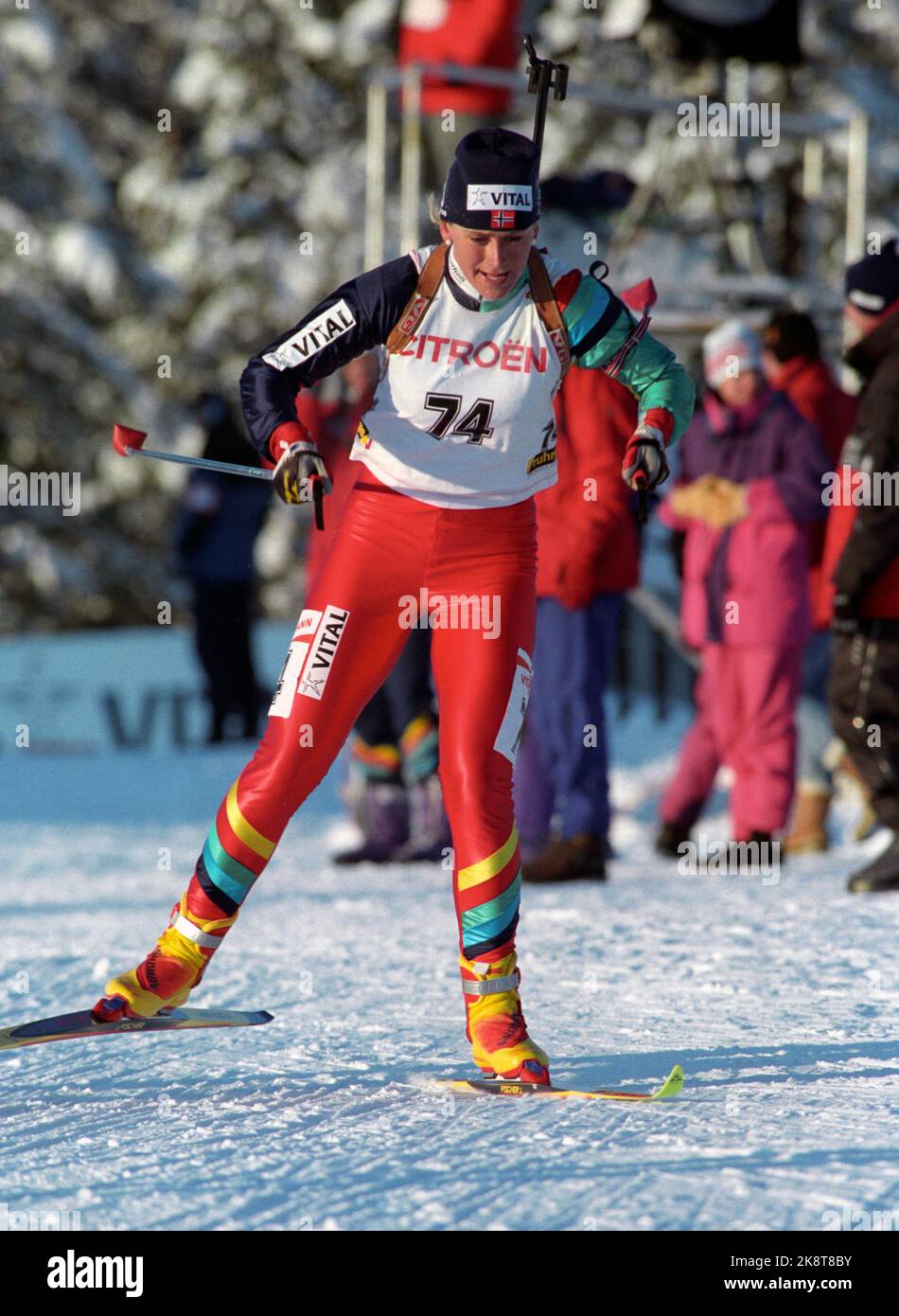 Lillehammer November 30, 1996. Åse Idland, World Cup biathlon. Photo ...
