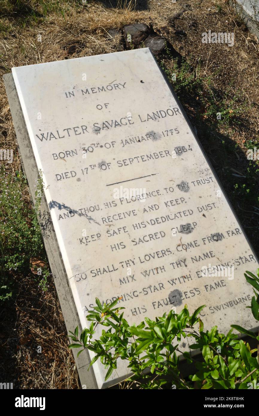 Grave of Walter Savage Landor in the English Cemetery in Florence Italy ...