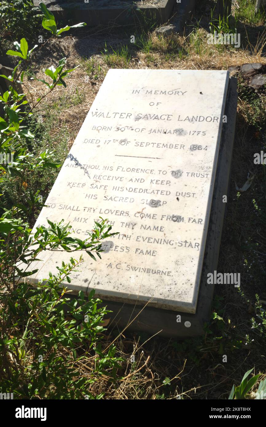 Grave of Walter Savage Landor in the English Cemetery in Florence Italy ...