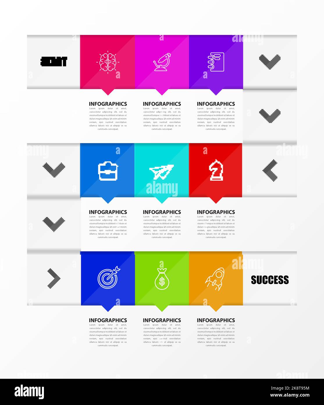 Infographic design template. Timeline concept with 9 steps. Can be used ...
