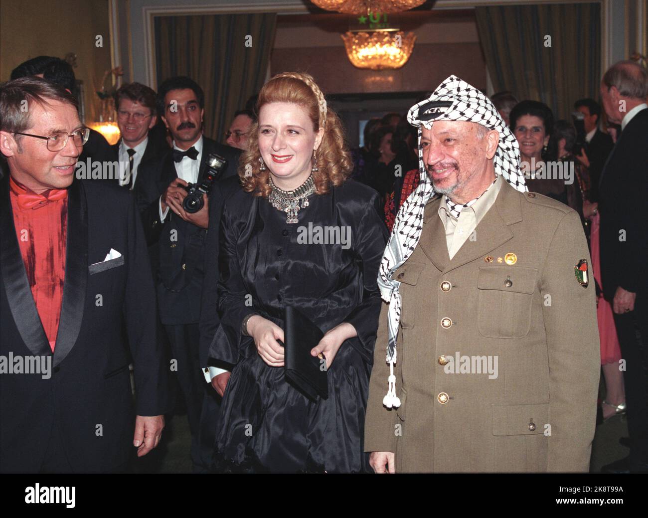Oslo 19941210: Yasir Arafat with his wife Suha and Bishop Gunnar ...