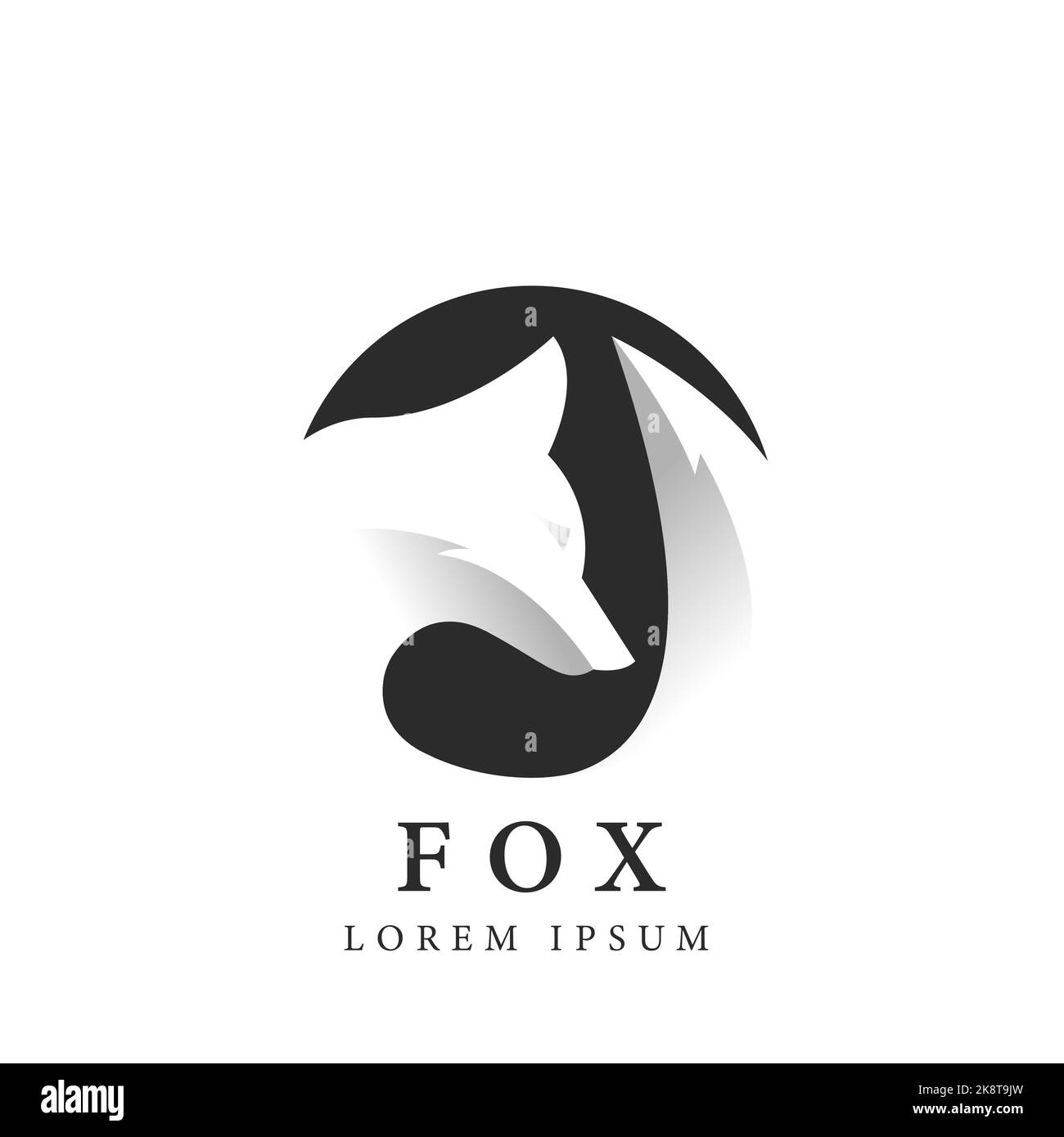 Fox silhouette in circle. Creative symbol. Negative space. Vector ...