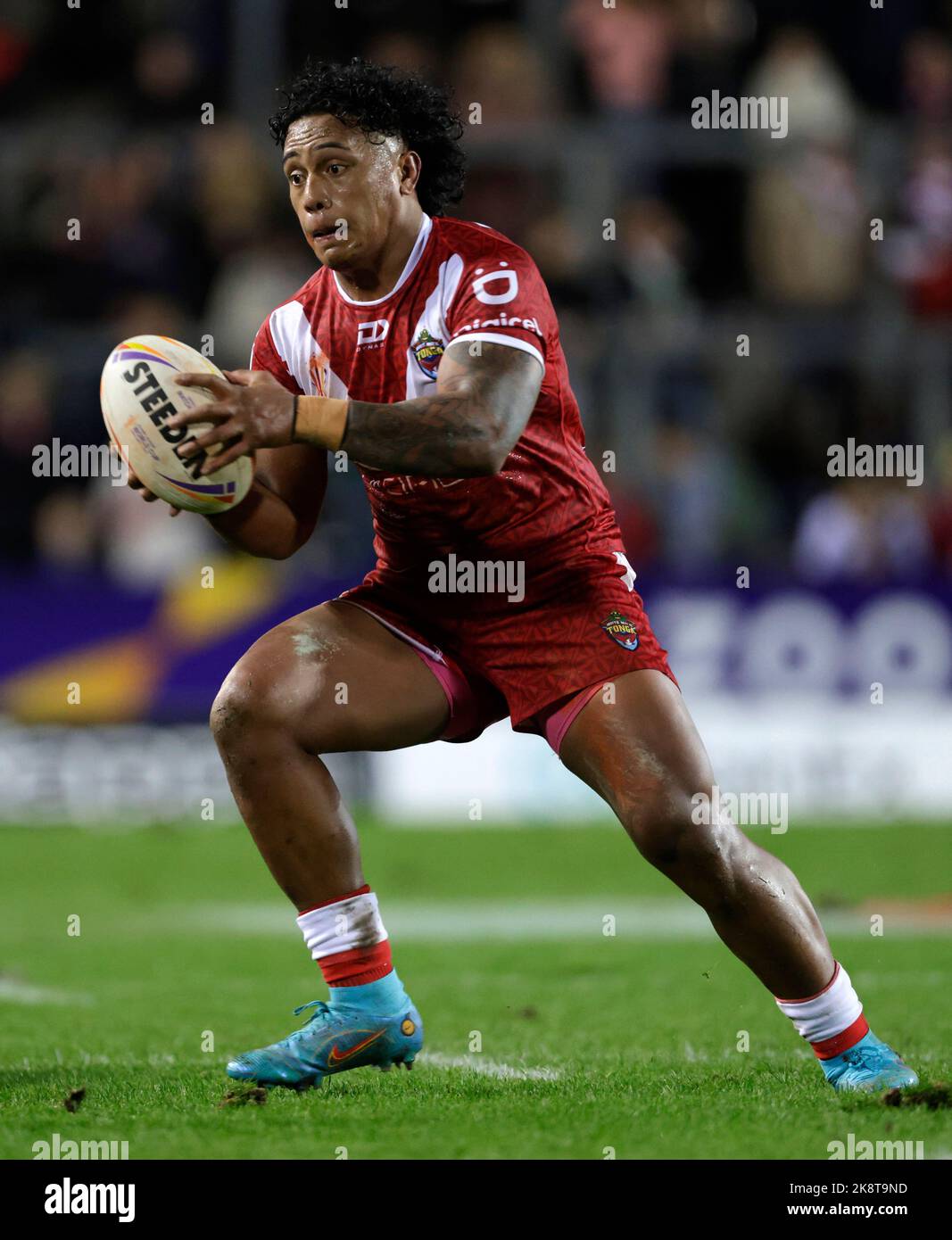 Tonga's Tesi Niu during the Rugby League World Cup group D match at the ...