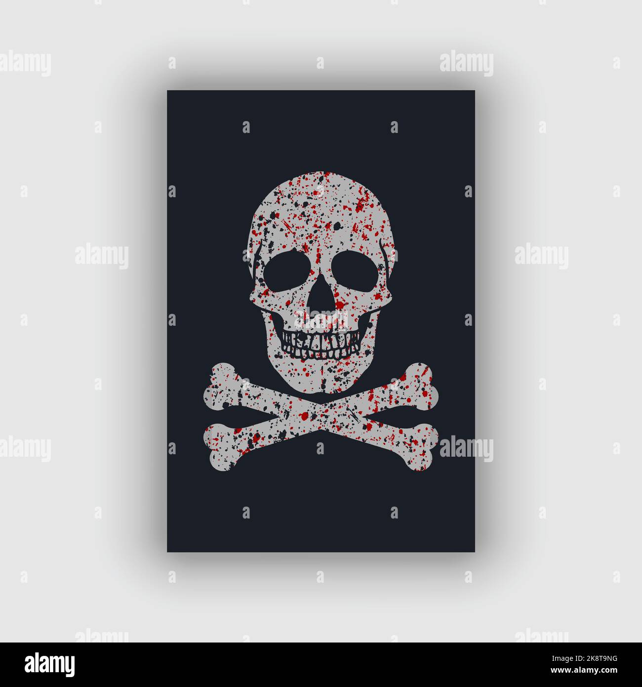 Skull vector with gritty texture and blood stain design Stock Vector ...