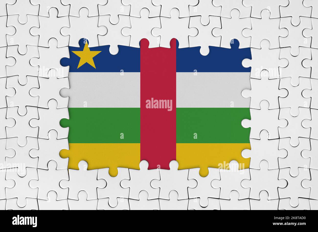 Central African Republic flag in frame of white puzzle pieces with ...