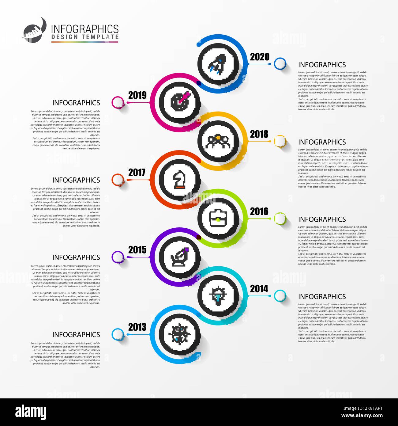 Infographic design template. Timeline concept with 8 steps. Can be used ...