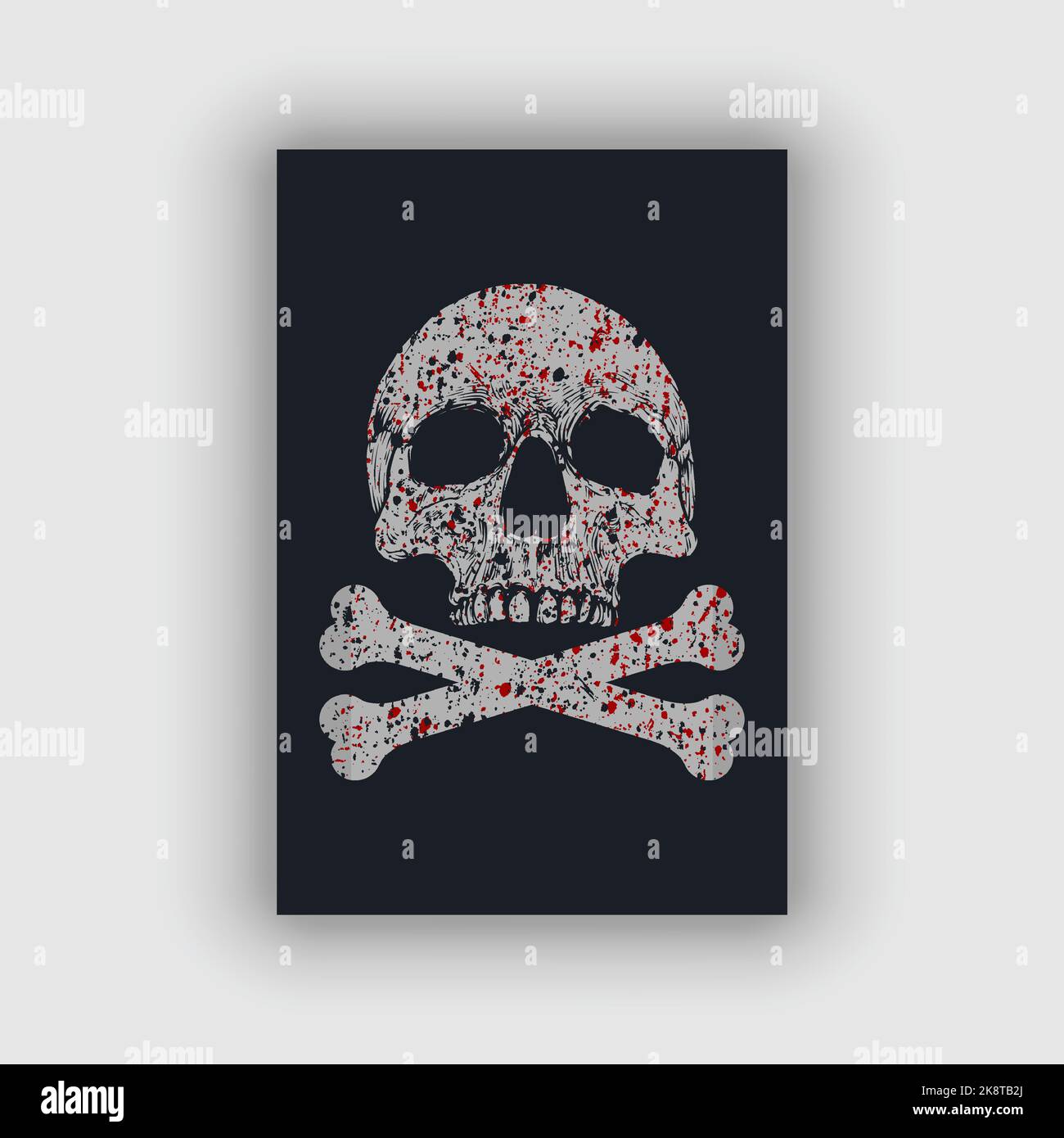 Skull vector with gritty texture and blood stain design Stock Vector ...
