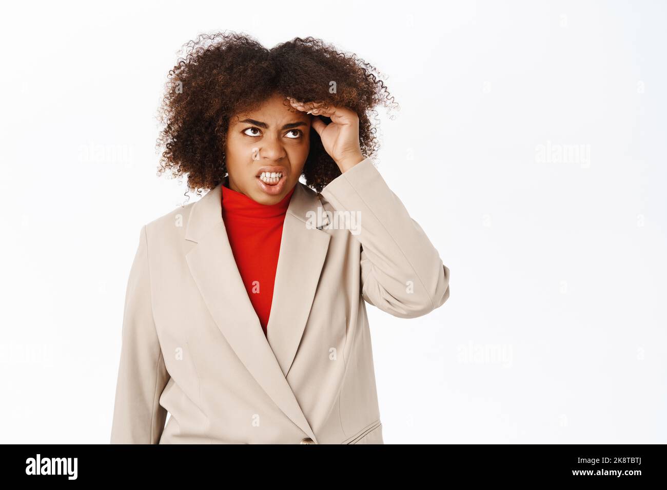 Annoyed and tired african american businesswoman, bothered with work ...