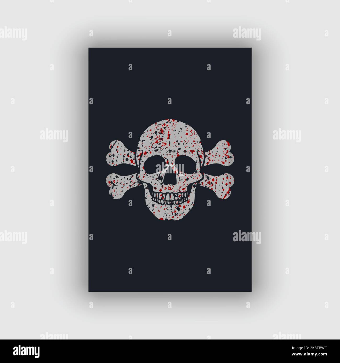 Skull vector with gritty texture and blood stain design Stock Vector ...