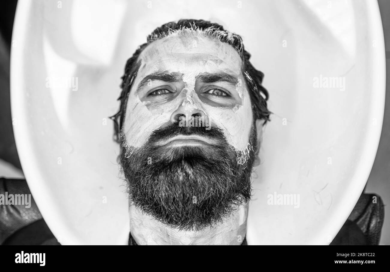 Man face care cream not shaving Black and White Stock Photos & Images ...