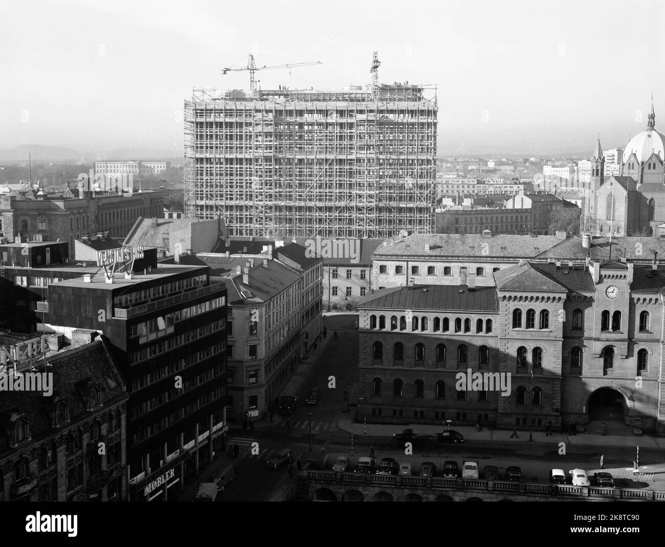 Oslo 1958 The new government building in Akersgaten under construction ...