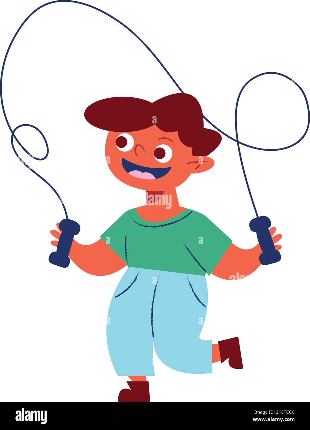 kid boy jumping rope character Stock Vector Image & Art - Alamy