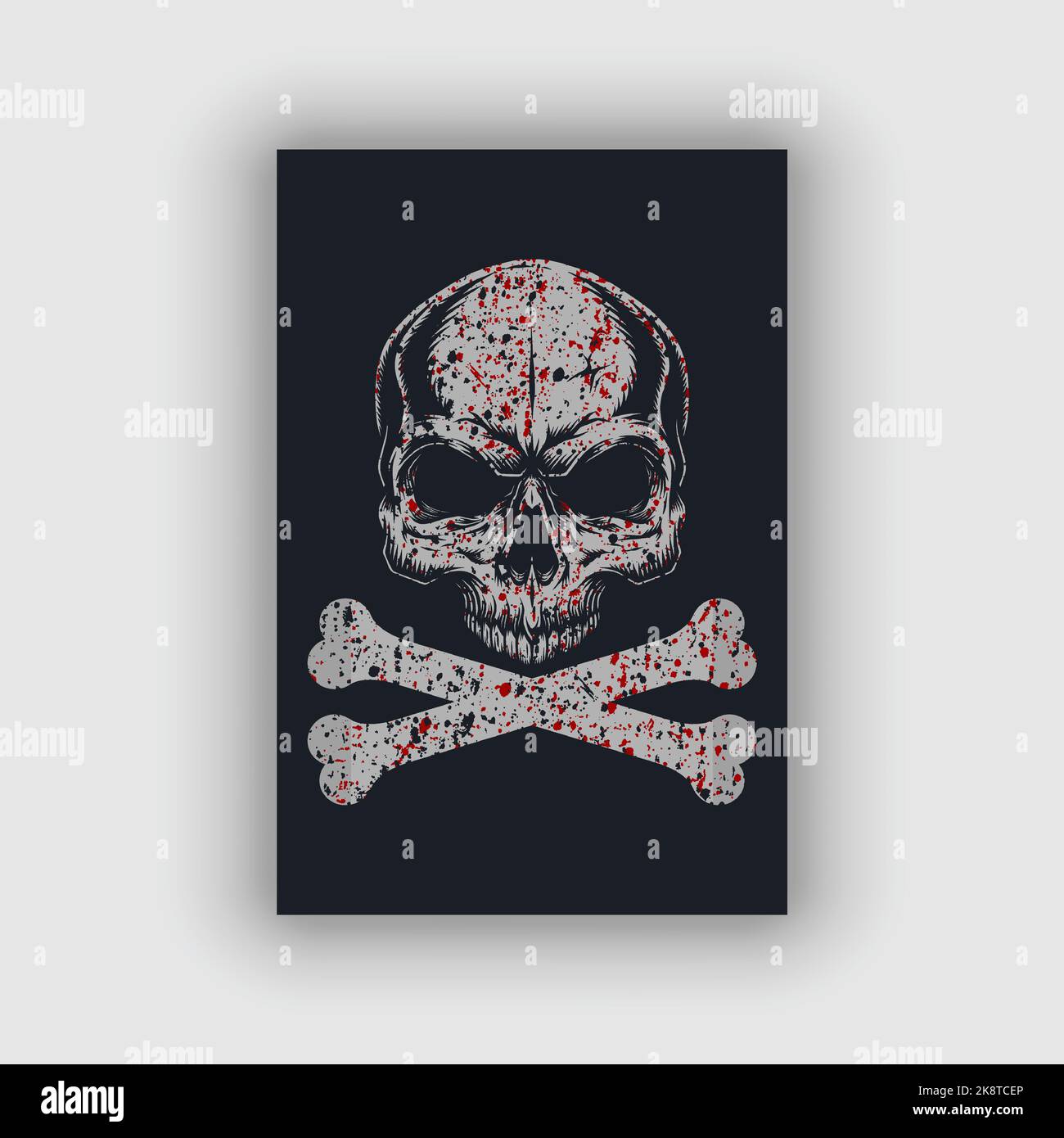 Skull vector with gritty texture and blood stain design Stock Vector ...