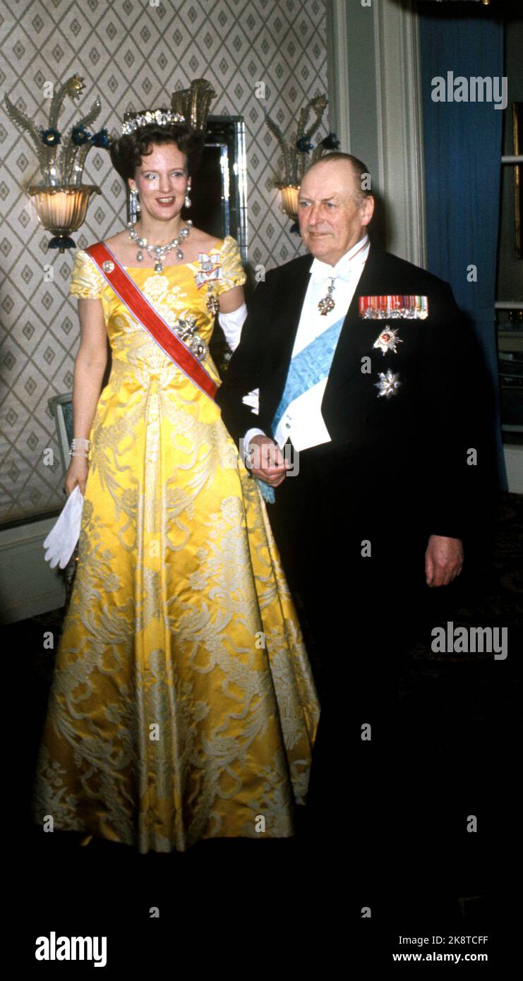 Oslo February 1973. Queen Margrethe of Denmark on an official visit to ...