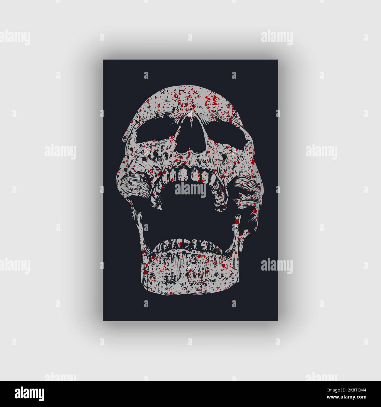 Skull vector with gritty texture and blood stain design Stock Vector ...