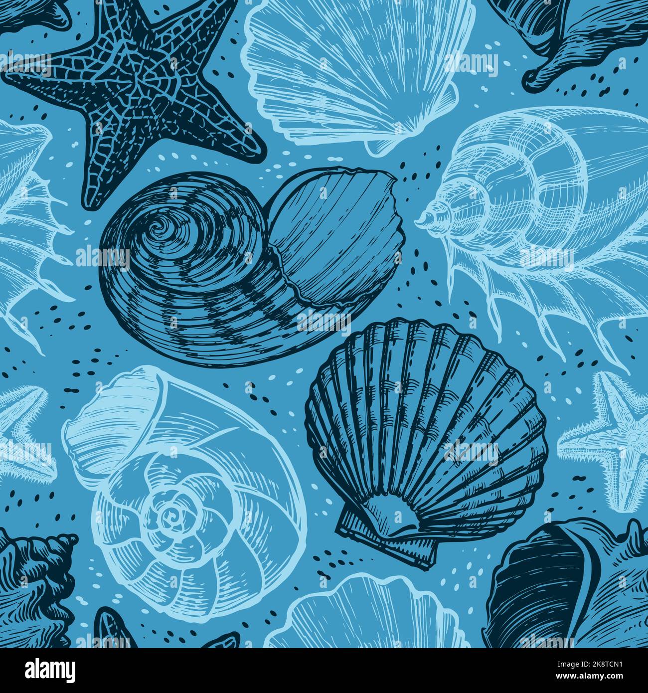 Seashell seamless pattern. Summer vacation marine background ...