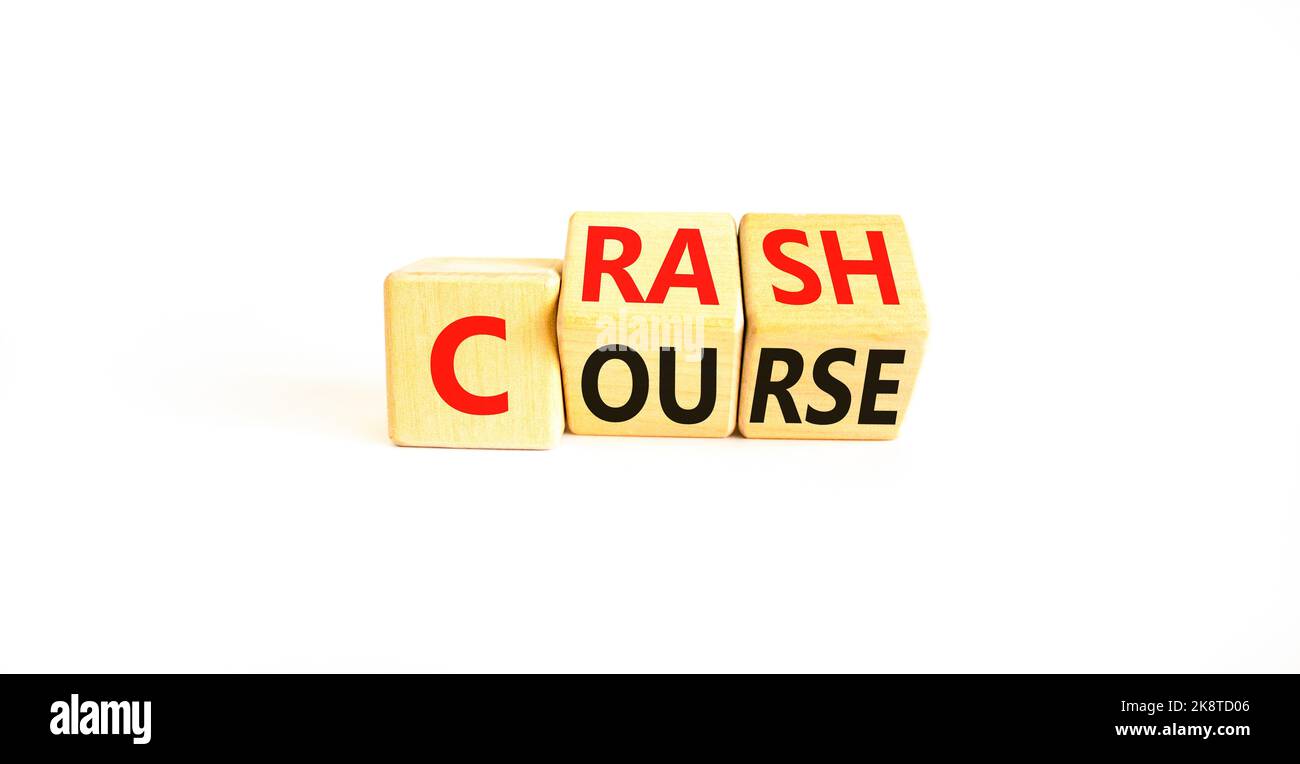 Crash course symbol. Concept words Crash course on wooden cubes ...