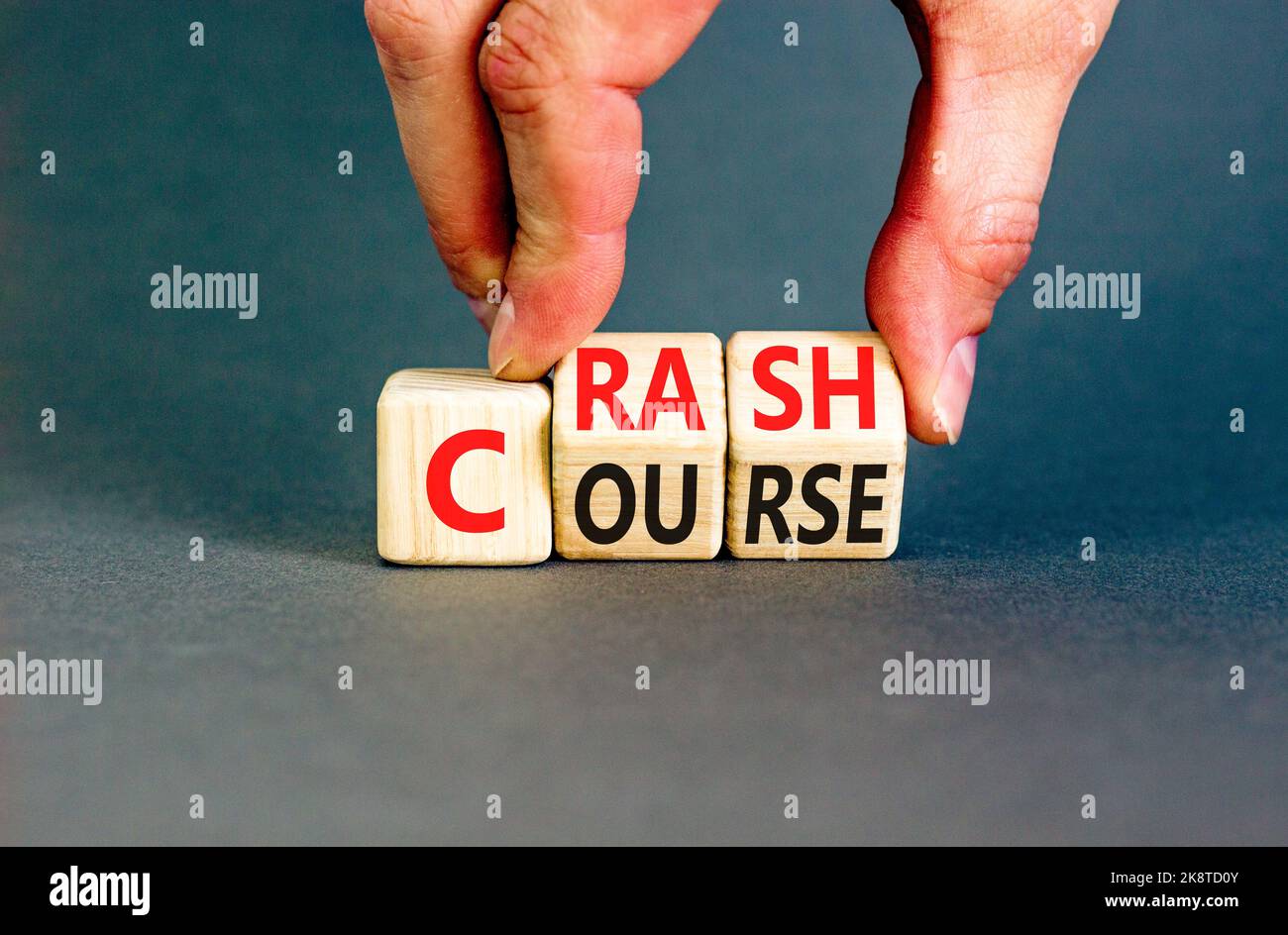 Crash course symbol. Concept words Crash course on wooden cubes ...