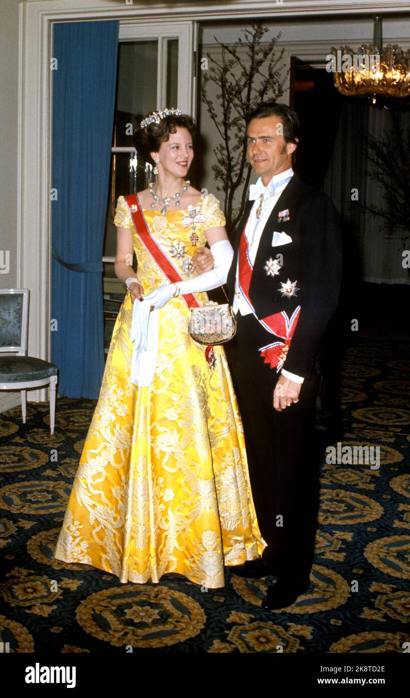 Oslo February 1973. Queen Margrethe of Denmark on an official visit to ...