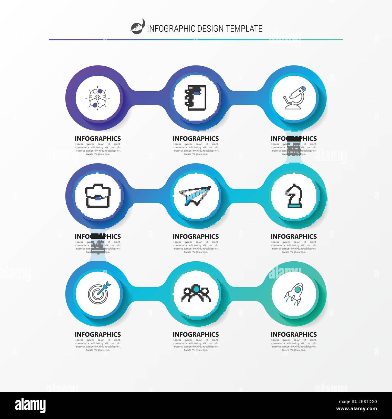 Infographic design template. Timeline concept with 9 steps. Can be used ...