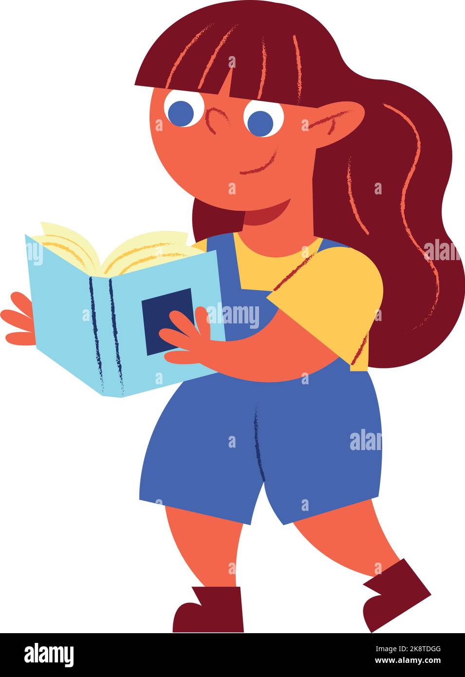 kid girl reading book character Stock Vector Image & Art - Alamy