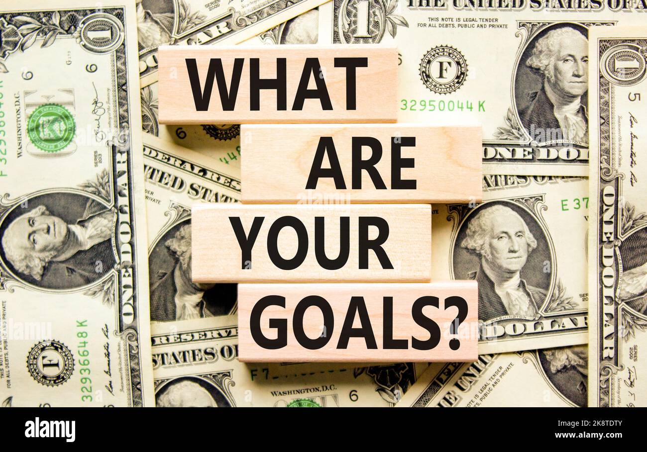 What are your goals symbol. Concept words What are your goals on wooden ...