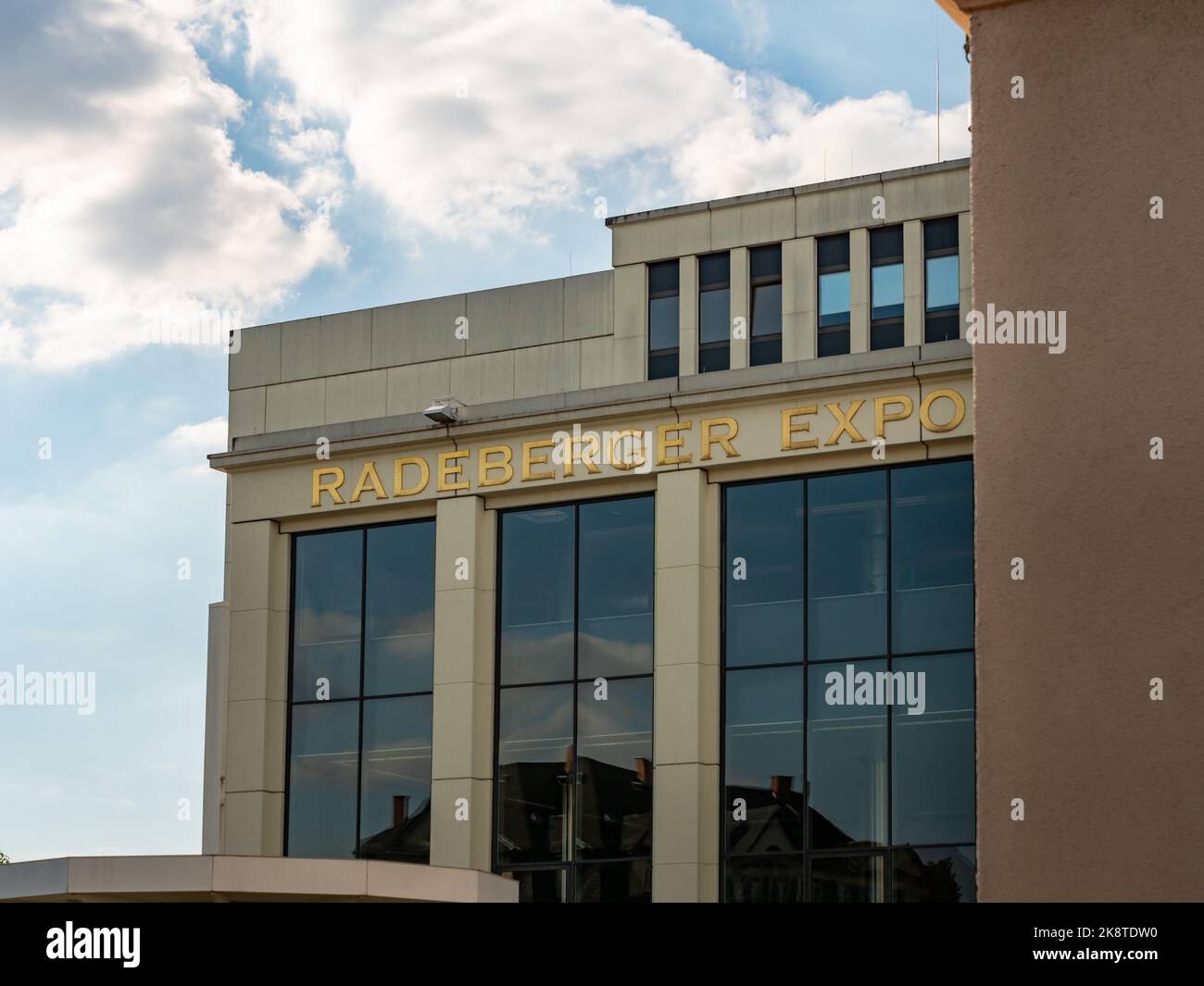 Radeberger Exportbrauerei lettering of the famous beer brand. Golden ...