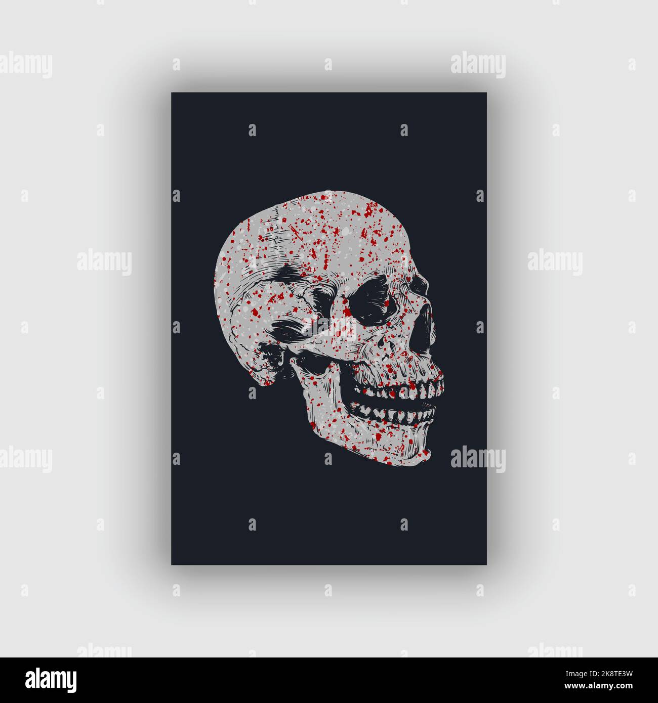 Skull vector with gritty texture and blood stain design Stock Vector ...