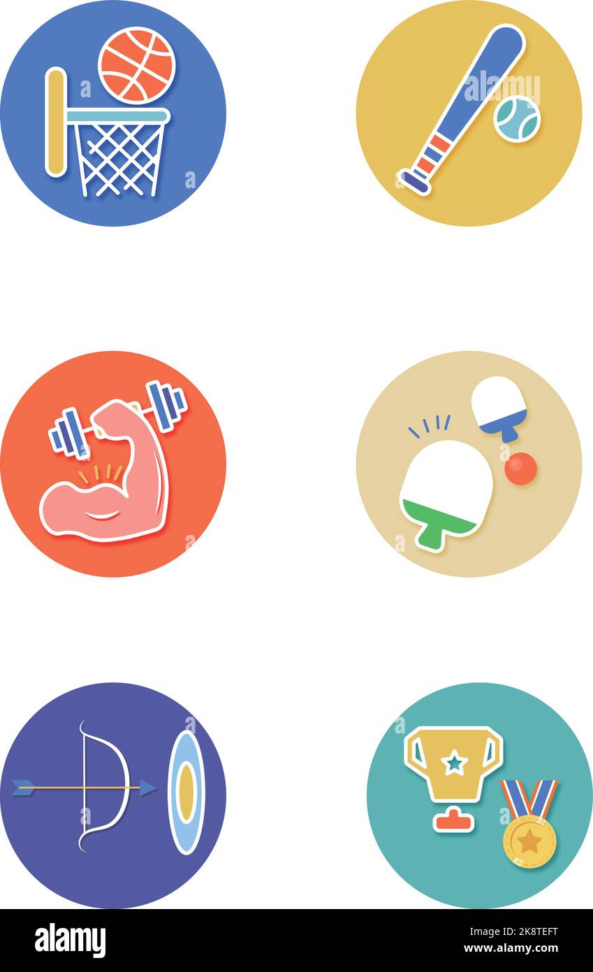 A set of colorful sport icons isolated on a white background Stock ...