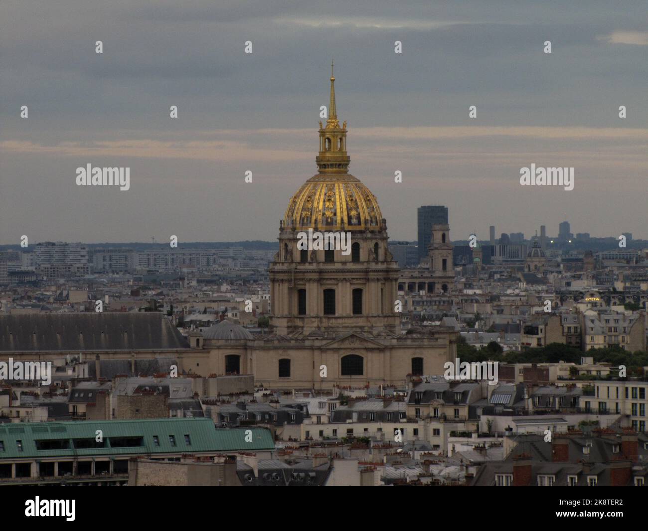 The Invalides building in Paris, France with the city and the sky in ...