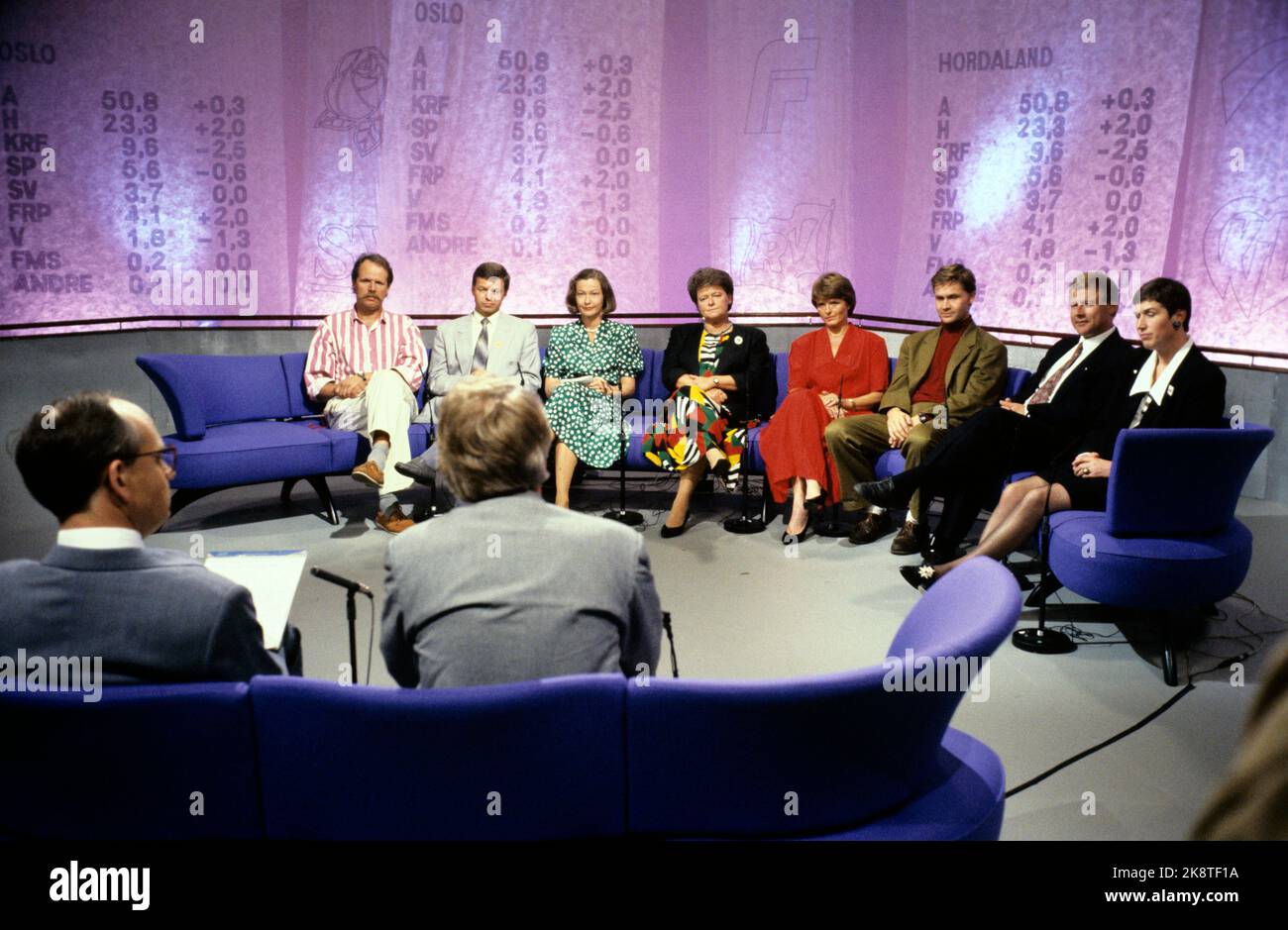 Oslo 19910909 The party leader debate in NRK during the municipal and ...