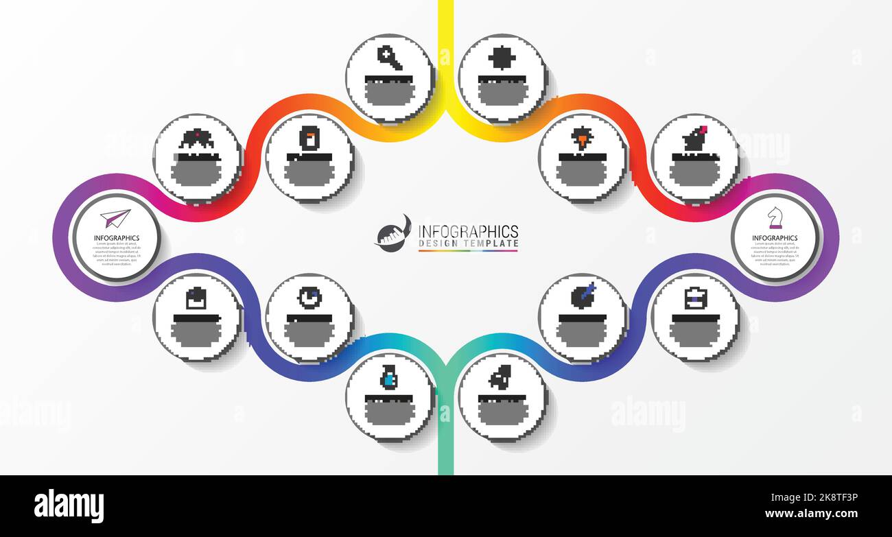 Infographic design template. Creative concept with 14 steps. Can be ...