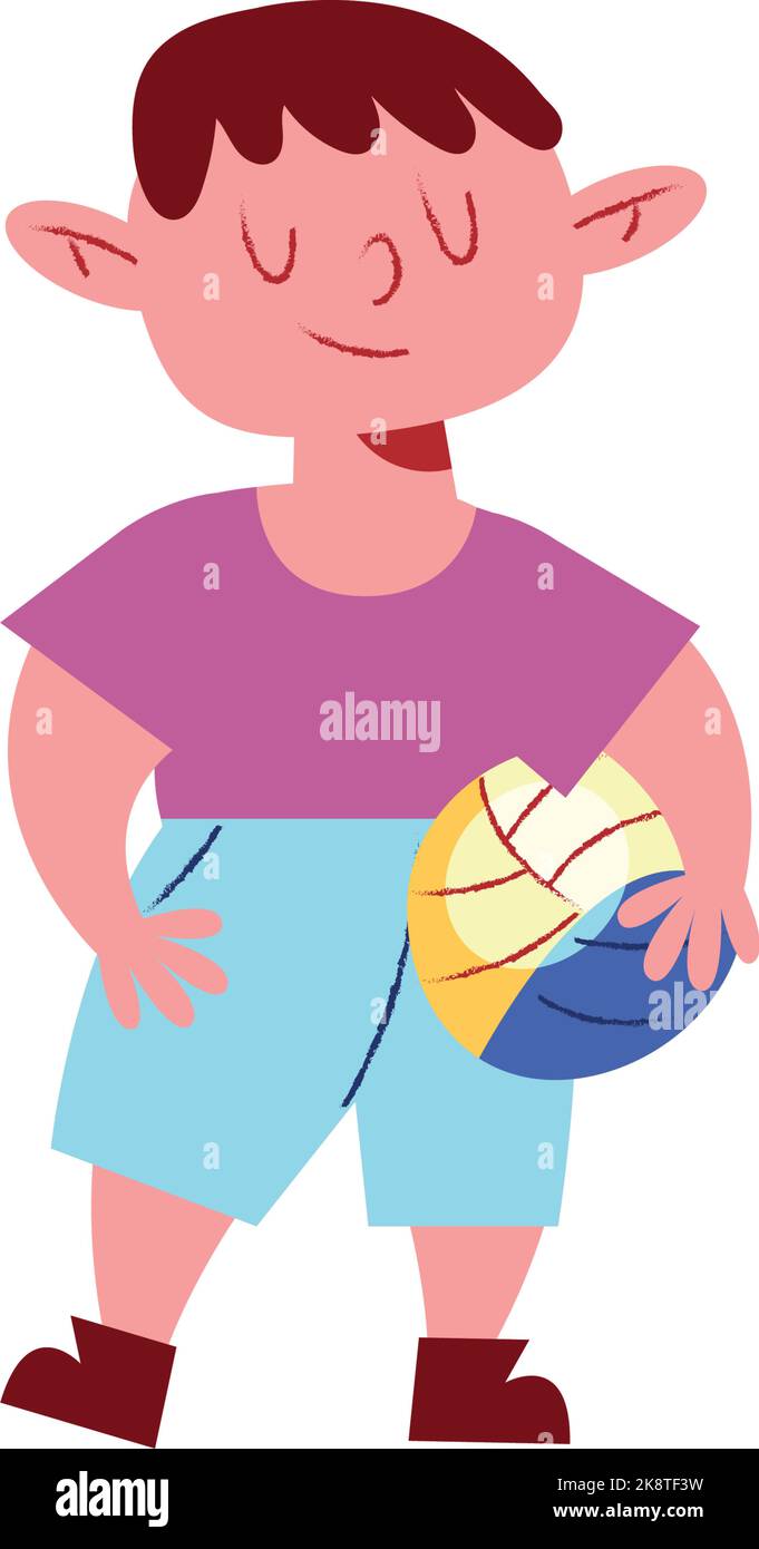 kid boy playing volleyball character Stock Vector Image & Art - Alamy
