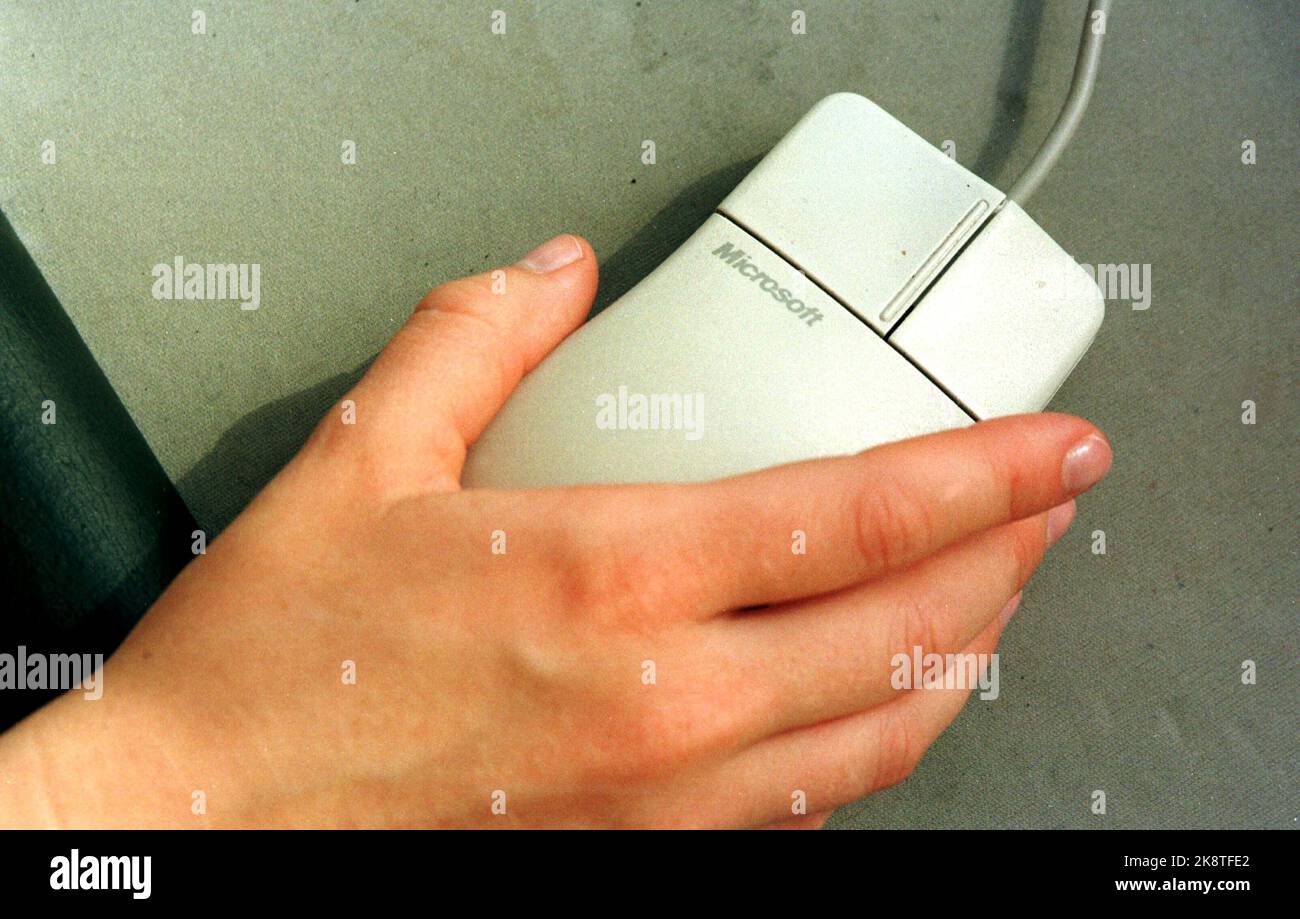 Illustration image of person working on computer / PC. Mouse. Data ...