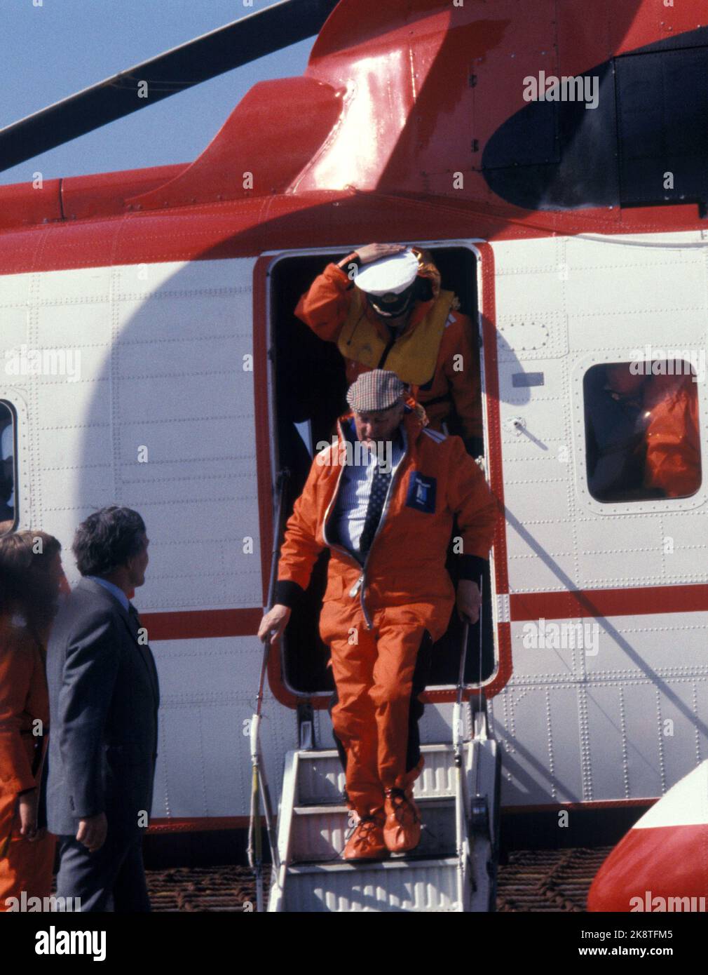 North Sea 19780508: The opening of the Frigg field. King Olav arrives ...