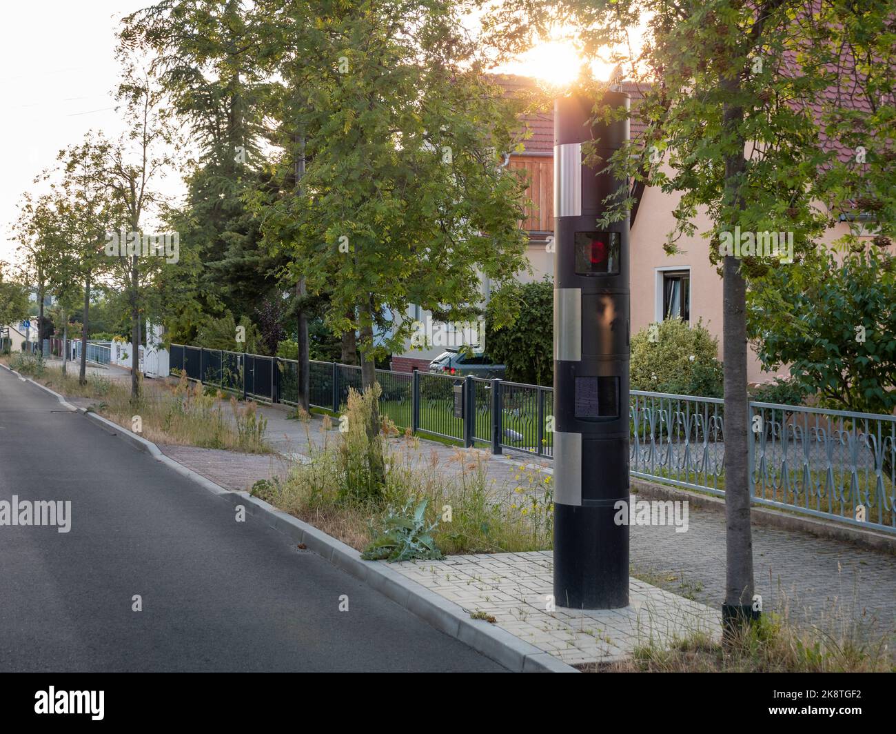 Speed camera in a residential district in Saxony. Technology for ...
