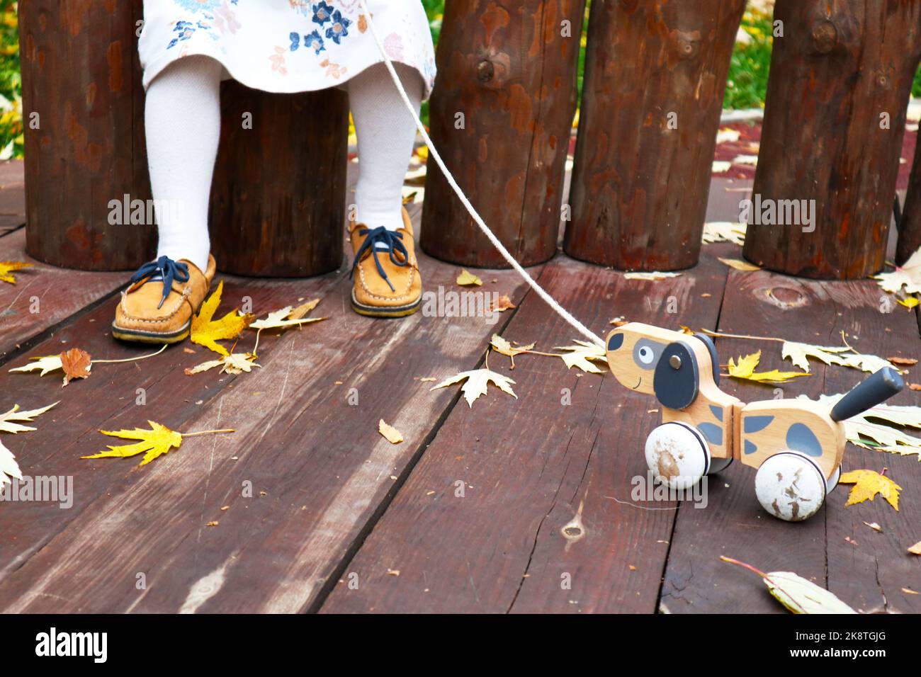 the legs of a little girl and a wooden toy wheelchair. beautiful ...