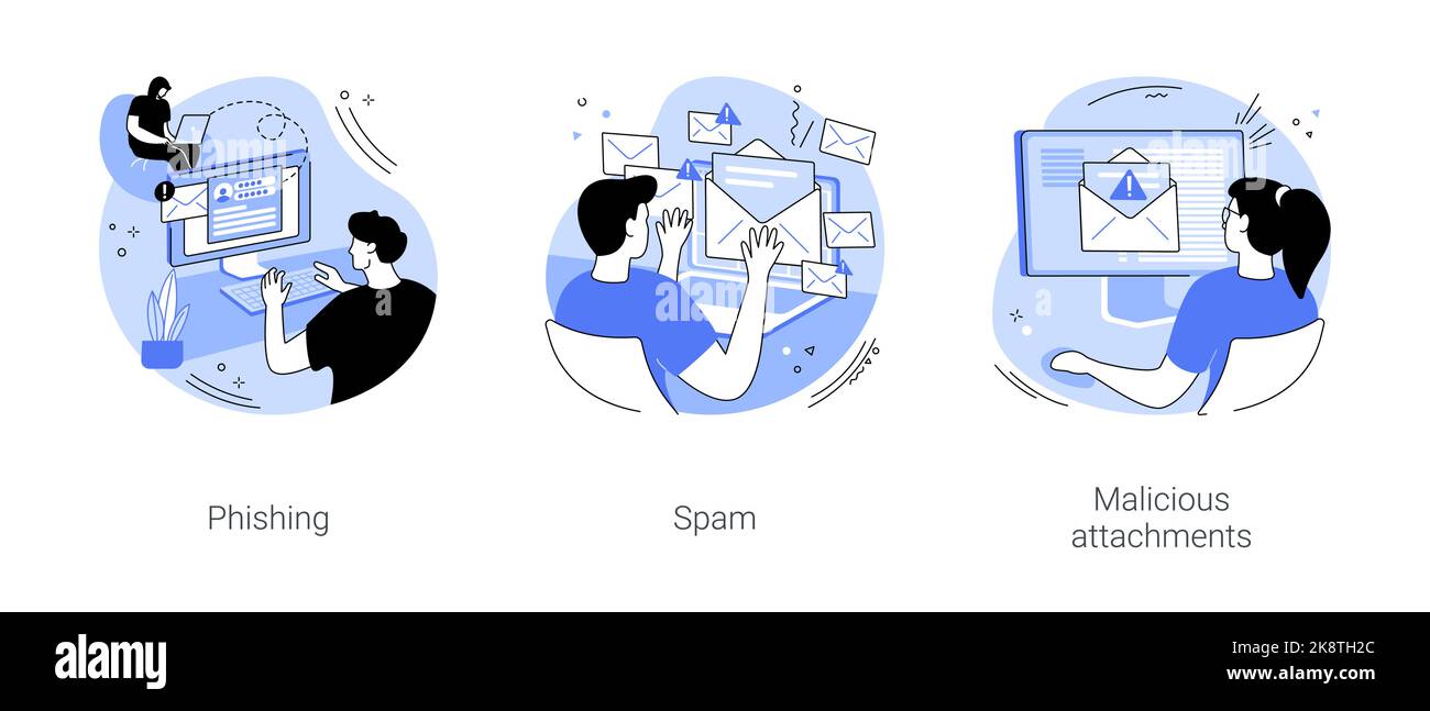 Computer network attack isolated cartoon vector illustrations se Stock ...
