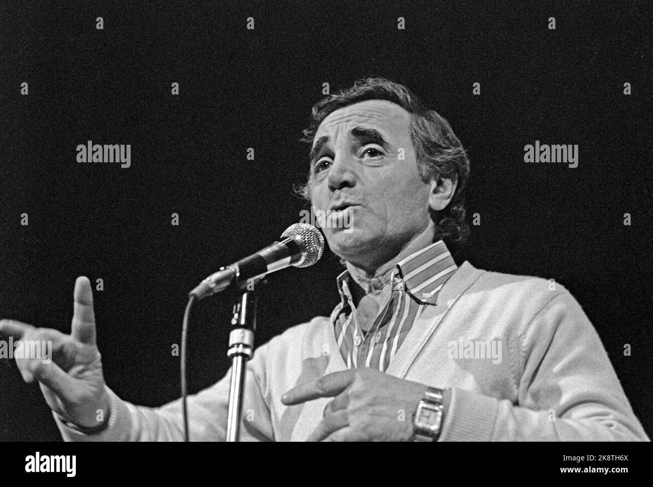 Oslo 19800324. Charles Aznavour on stage during a concert in the ...