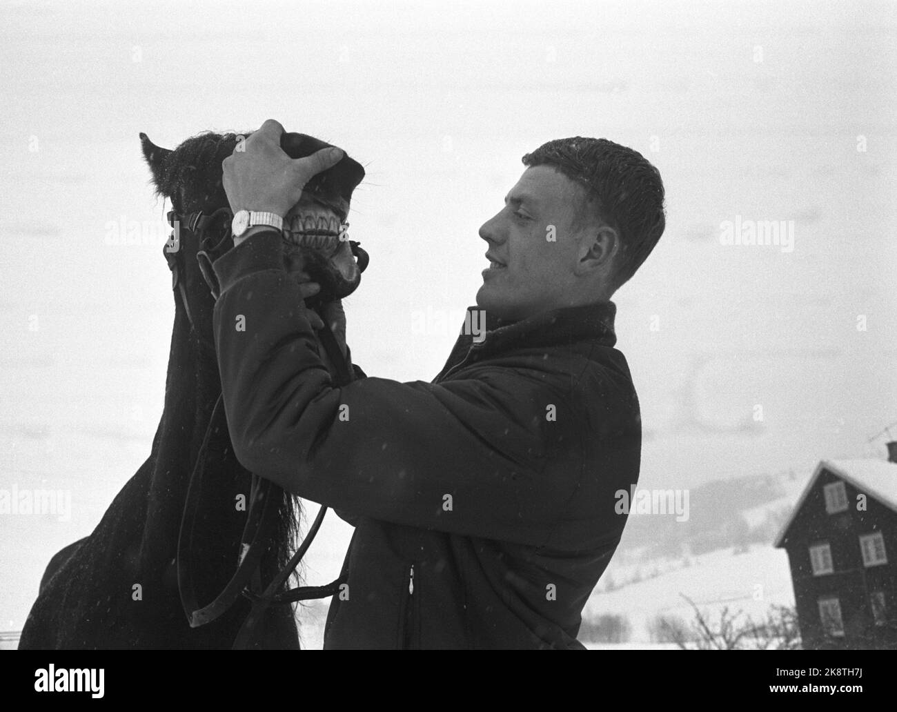 Hadeland March 4, 1967. Ski jumpers Lars Grini at home on the farm to ...