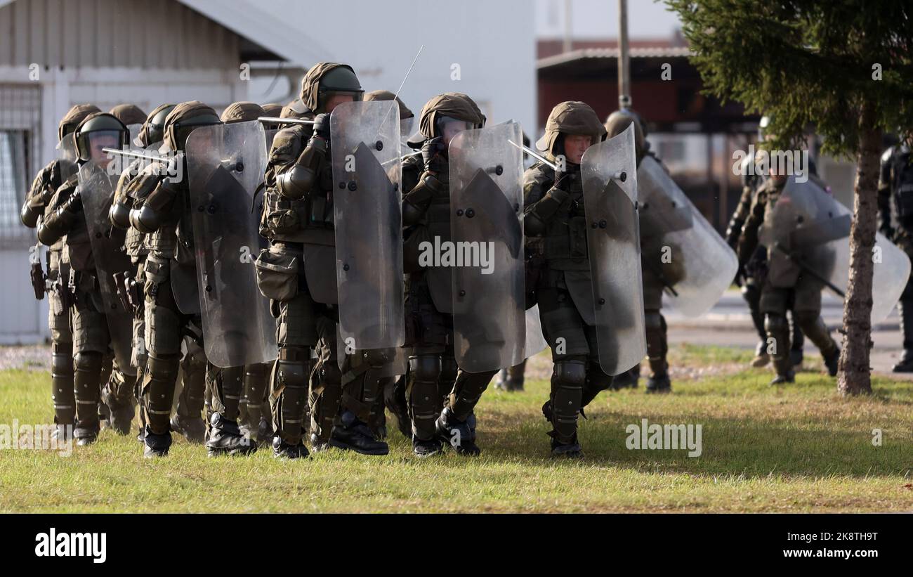 Soldiers are seen during the exercise "Rapid Response 2022", which is ...