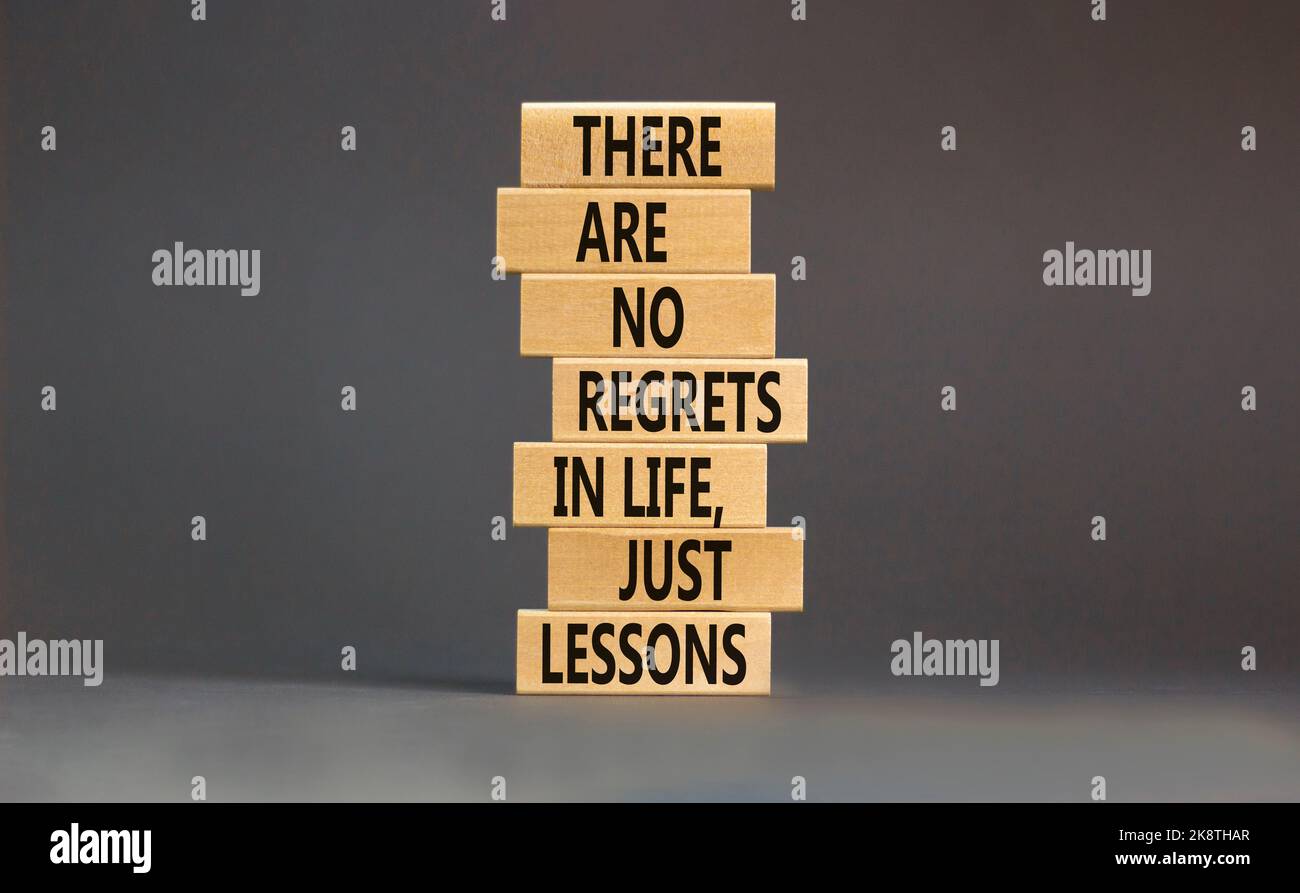 Regrets or lessons symbol. Concept words There are no regrets in life ...